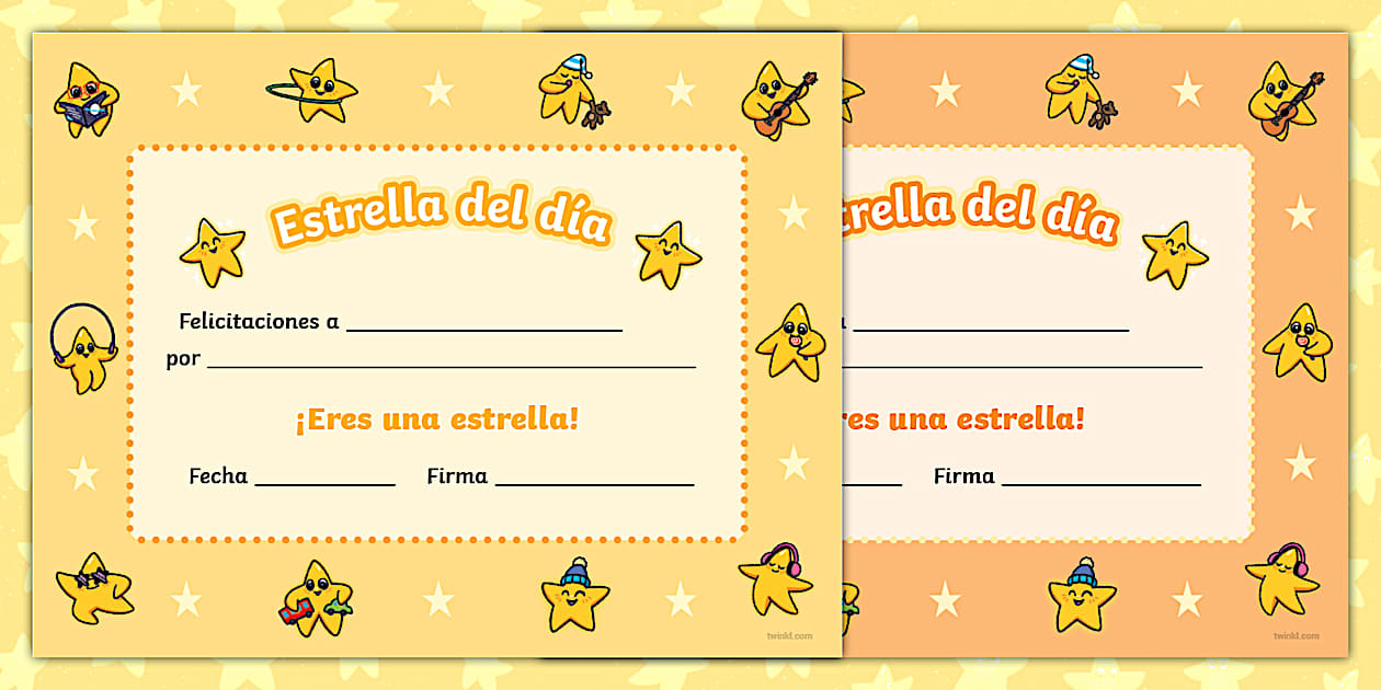 Diplomas - Estrella del día y de la semana - Twinkl