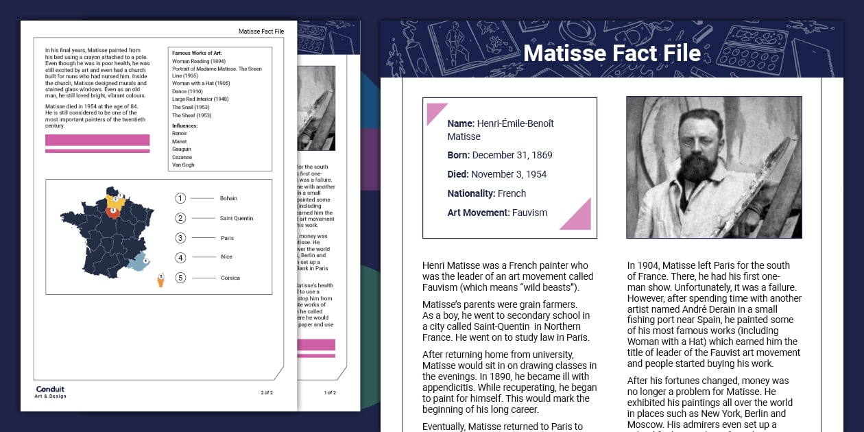 Henri Matisse Fact File (teacher made) - Twinkl
