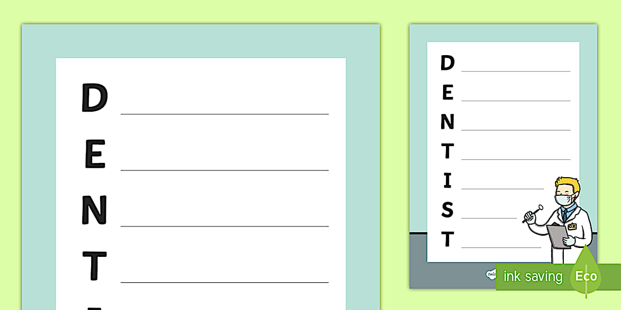 The Dentist Aistear Acrostic Poem (Teacher-Made) - Twinkl