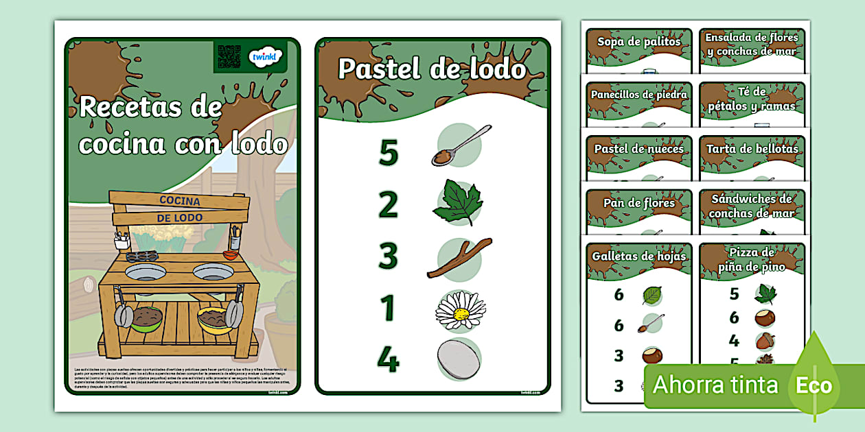 Tarjetas: Recetas de cocina con lodo - Twinkl