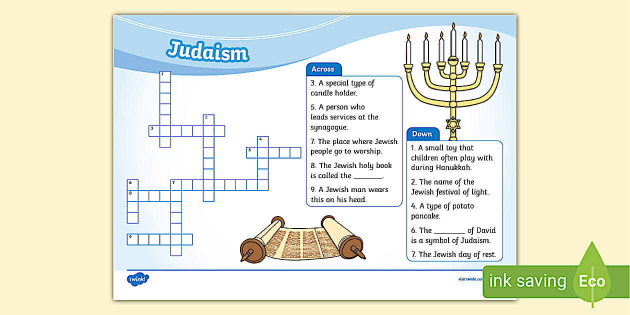 Judaism Crossword (teacher made) - Twinkl