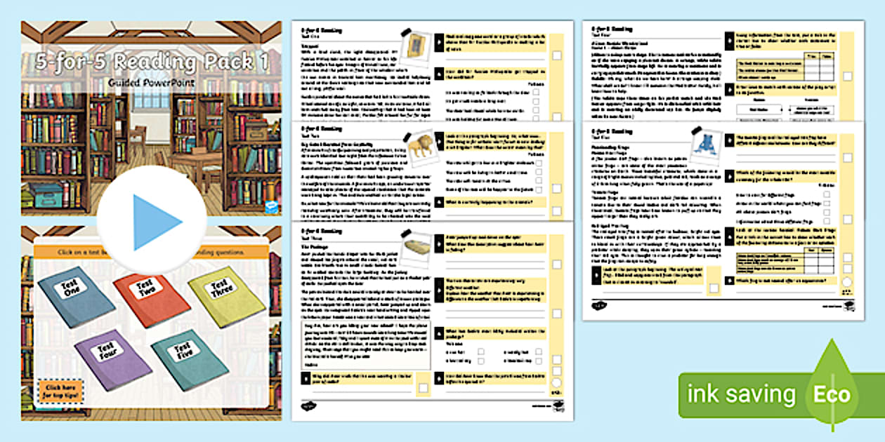 Year 6 SATs Survival: 5-for-5 Reading Test Pack 1 - Twinkl