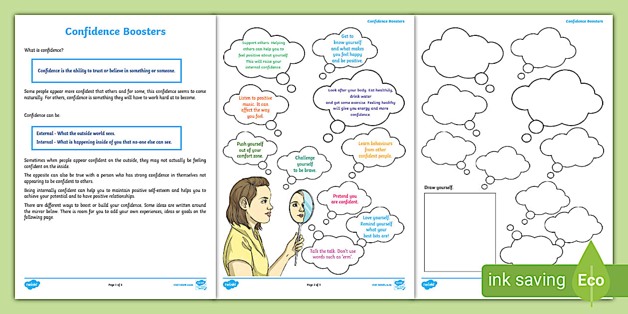 Confidence Boosters Worksheet (teacher made) - Twinkl