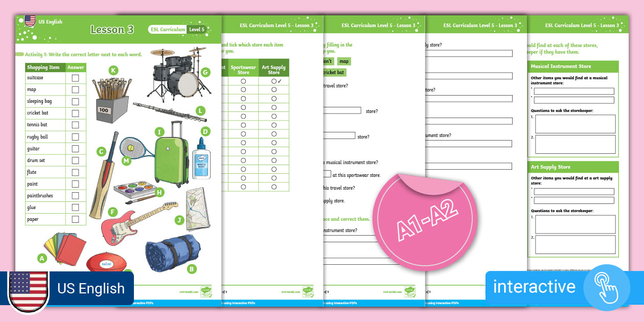 US ESL Curriculum Level 5 Lesson 3 Interactive Sheet