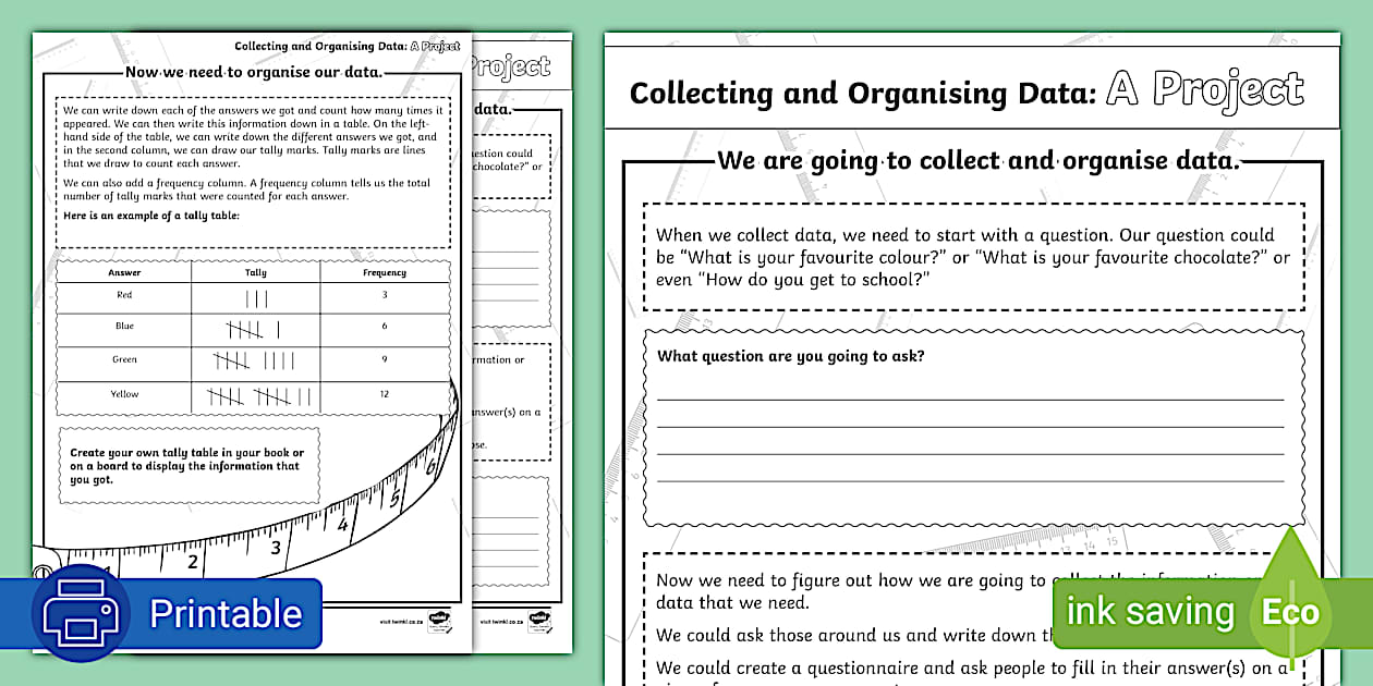 Collecting And Organising Data A Project Teacher Made