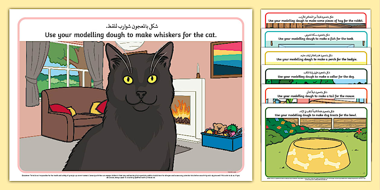 Pets Modelling Dough Mats Arabic/English - Twinkl