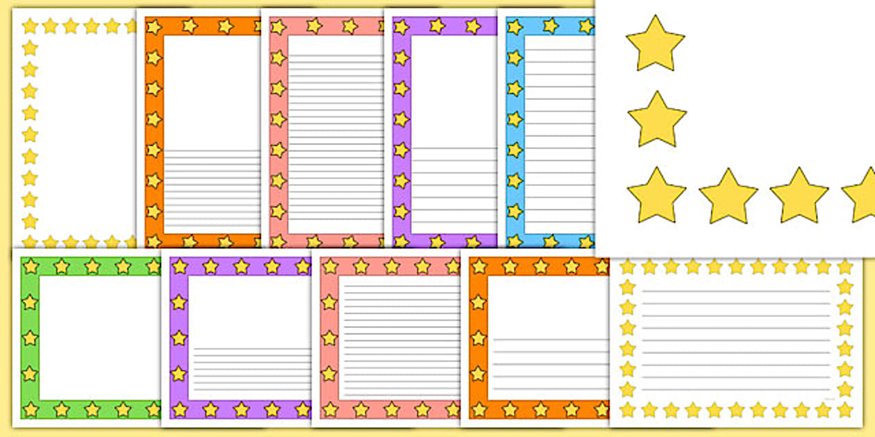 Editable Mixed Colours Star Page Borders (teacher made)