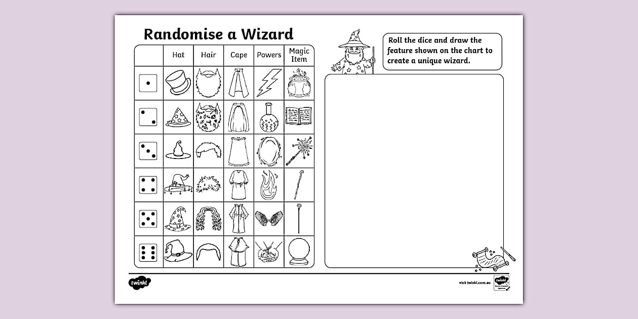 Randomise a Wizard Drawing Activity - Twinkl