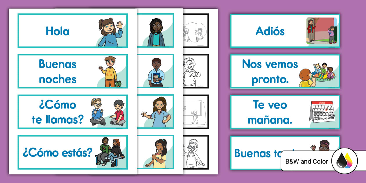 Beginning Spanish: Greetings in Spanish Word Cards - Twinkl