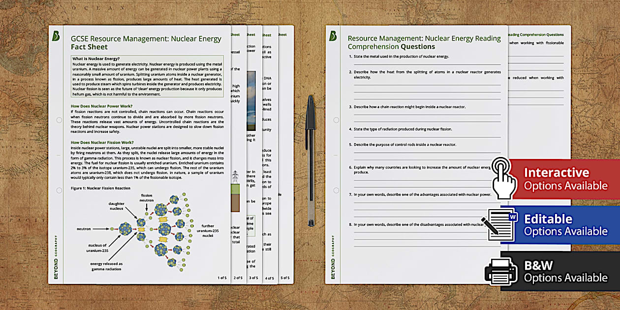 GCSE Resource Management Nuclear Reading Comprehension