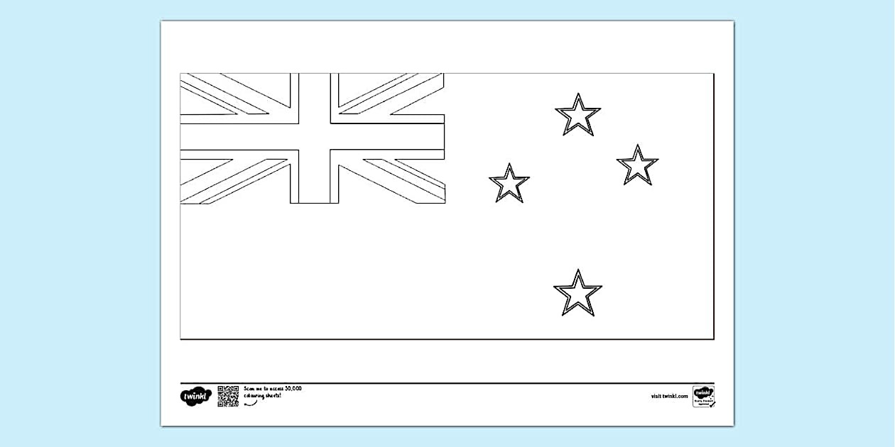 New Zealand Flag Colouring Sheet | Colouring Sheets - Twinkl
