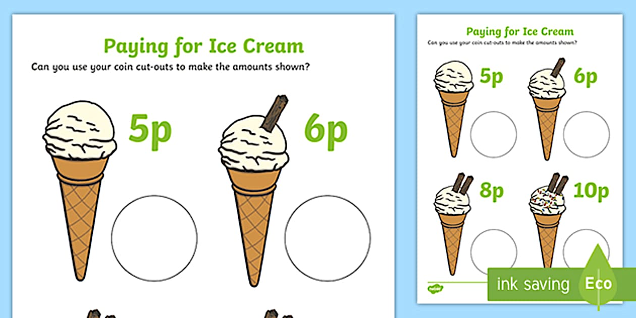 Paying for Ice Cream Worksheet - Twinkl