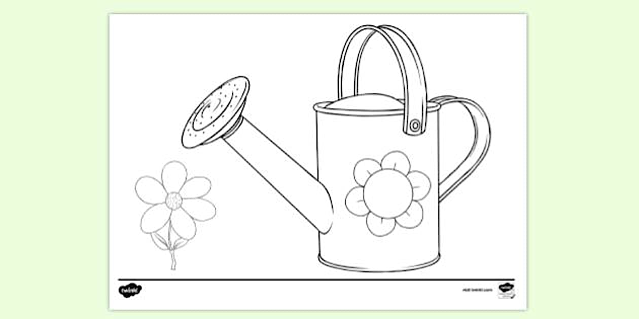 Toy Watering Can Colouring Sheet - Primary School - Twinkl