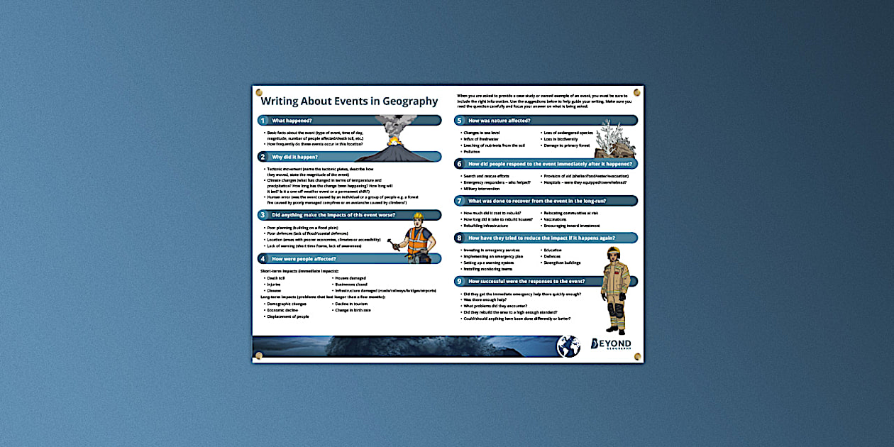 Writing About Events in Geography Display Poster - Twinkl