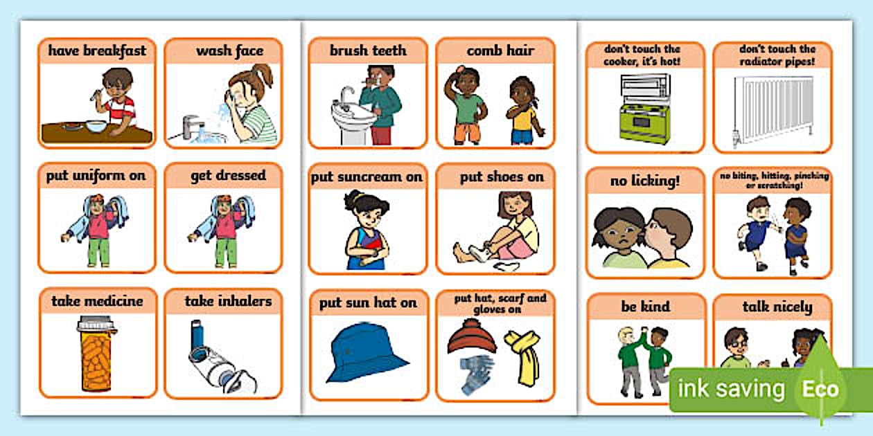 ASN Communication Cards Daily Routine (Girl) - Twinkl