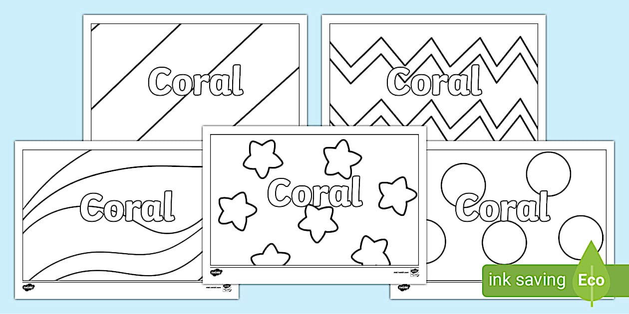 Coral Name Simple Colouring Activity Sheet - Twinkl