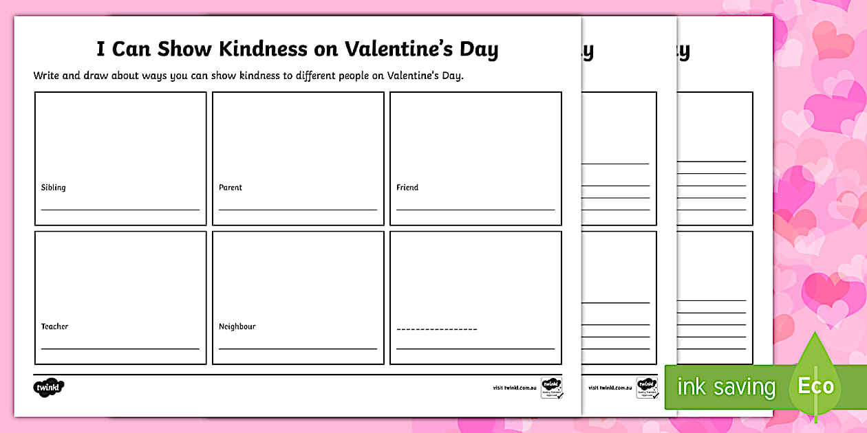 VIC I Can Show Kindness on Valentine's Day Worksheet