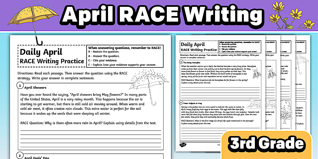 Third Grade April RACE Writing Morning Work