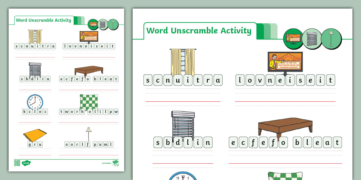 10 Teacher I Am Done Living Room Word Unscramble Activity