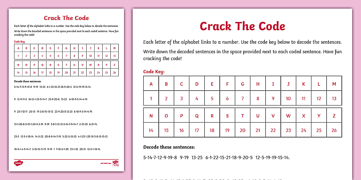 Crack The Code Sentences Activity (teacher made) - Twinkl