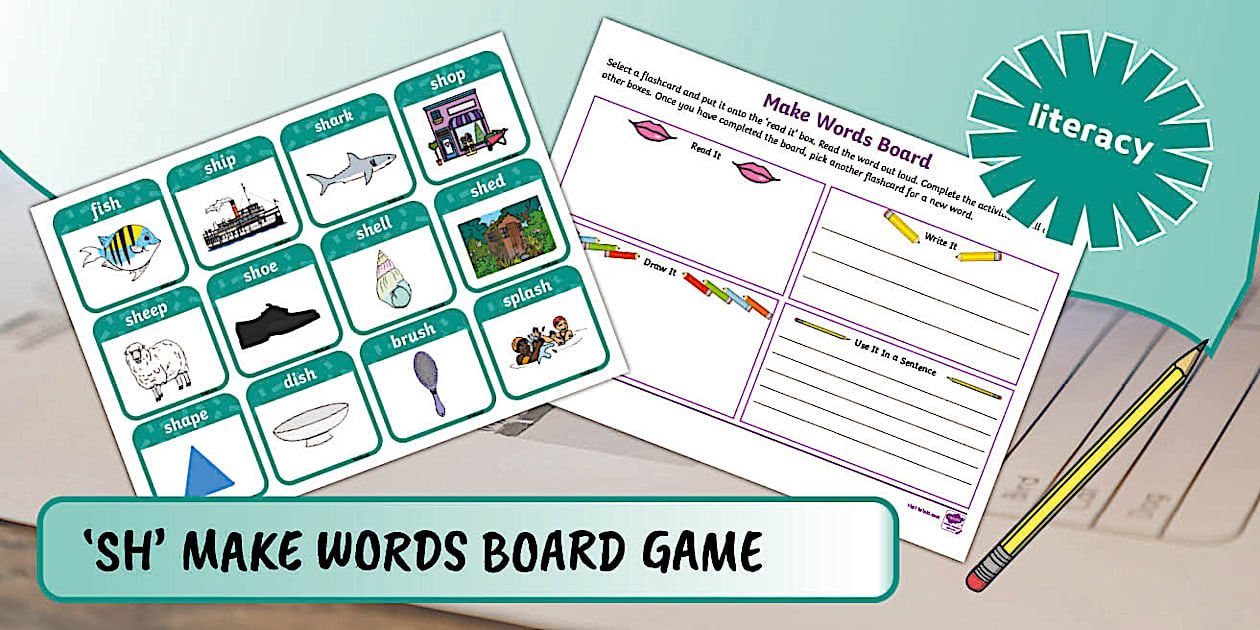 'sh' Make Words Board Game