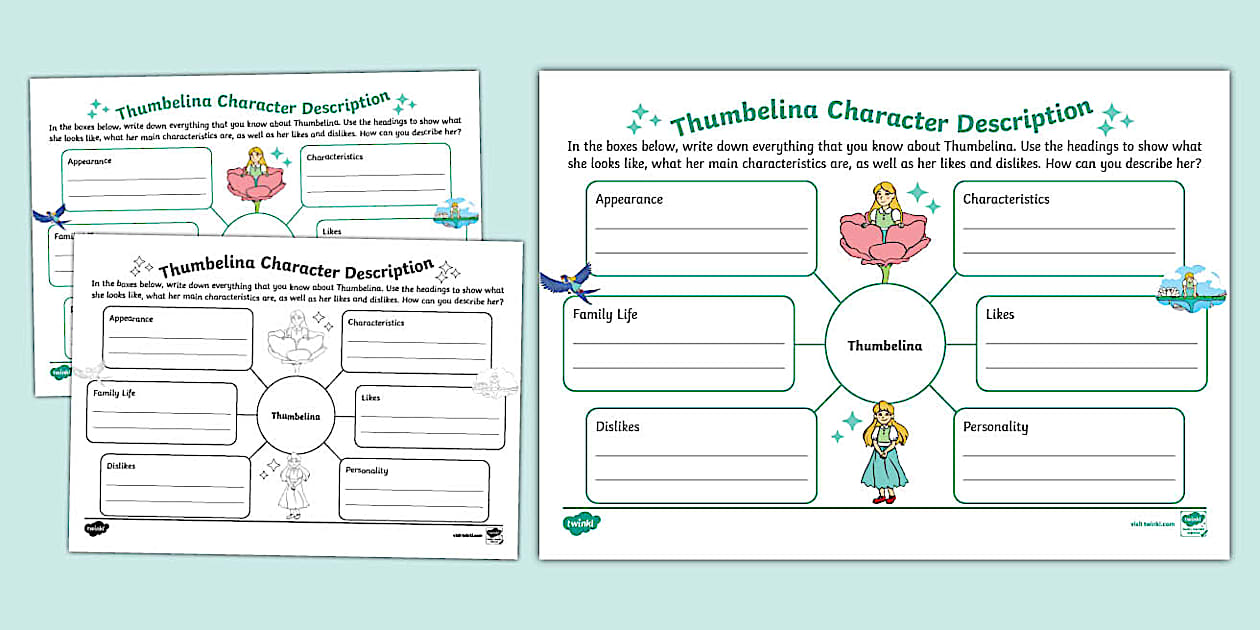 Thumbelina Character Description Mind Map (teacher made)
