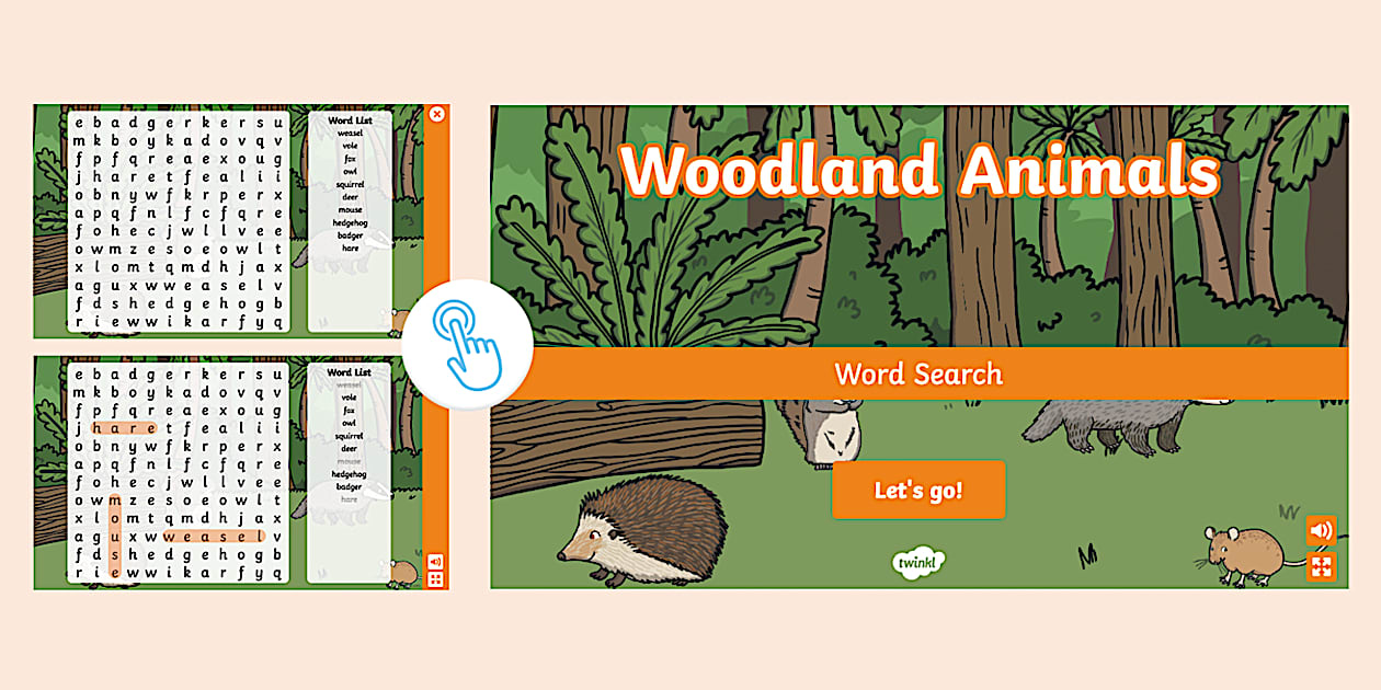 Woodland Animals Interactive Word Search - Twinkl
