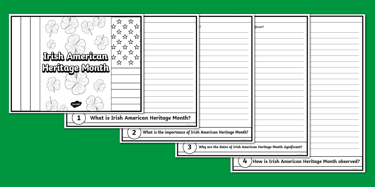 Irish American Heritage Month Flipbook for 3rd-5th Grade