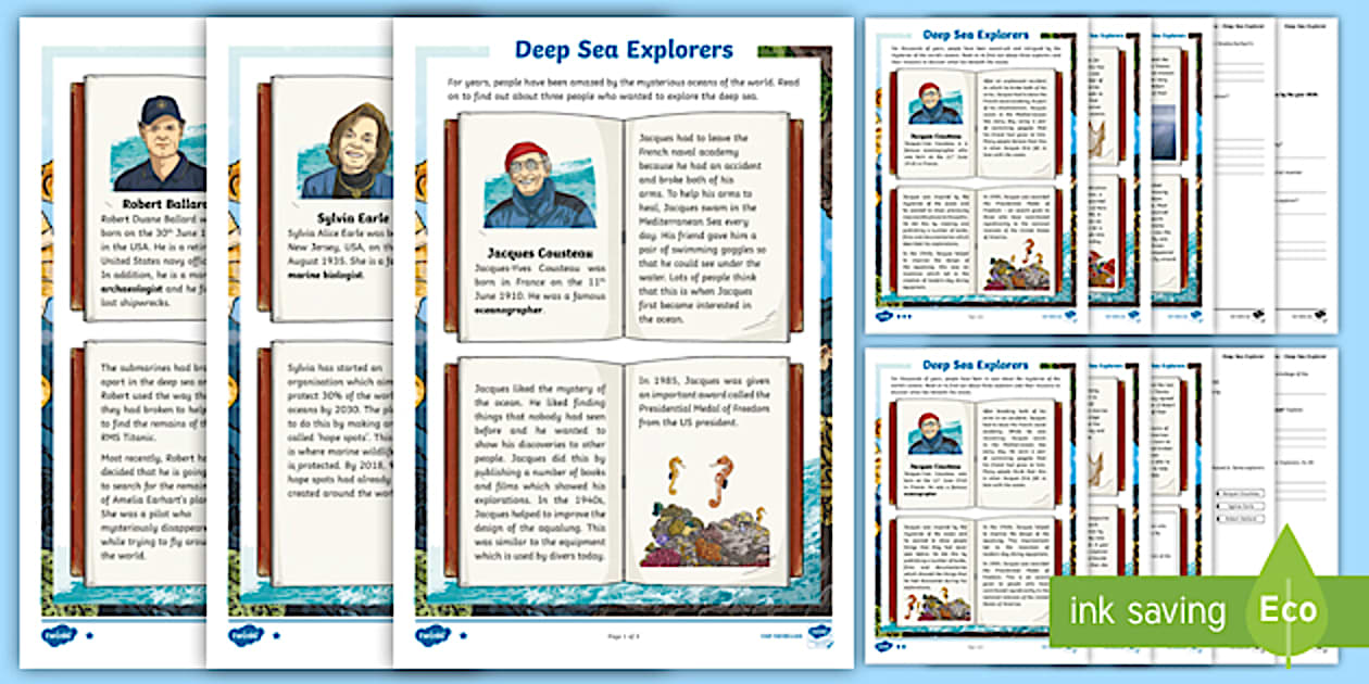 Deep Sea Story Reading Comprehension Activity | Twinkl