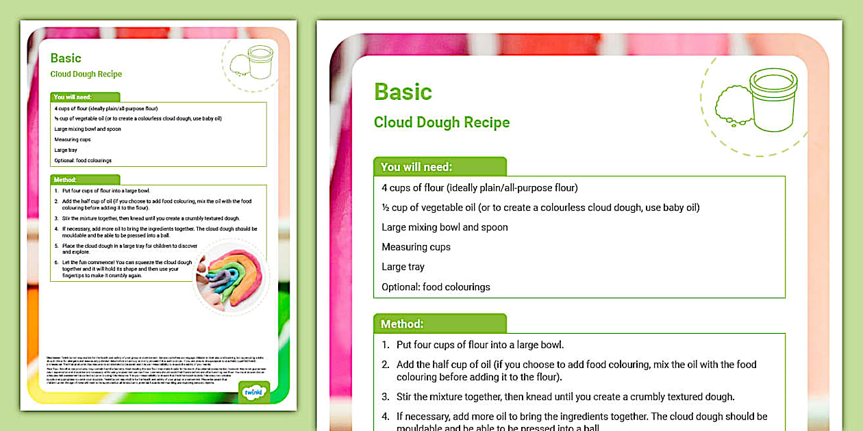 Basic Cloud Dough Recipe | Twinkl (teacher made) - Twinkl