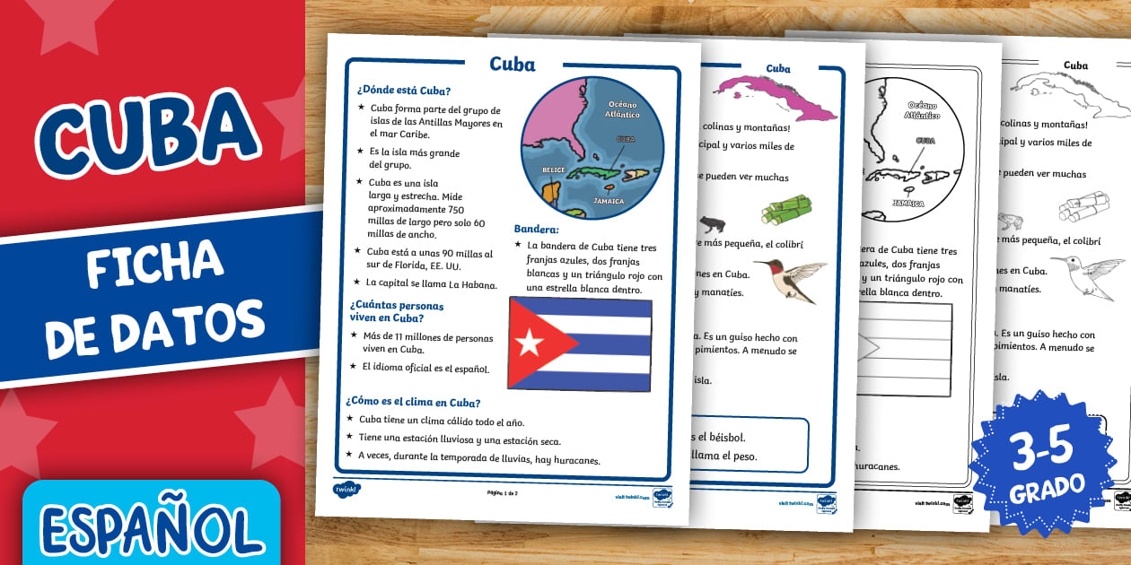 Ficha de datos sobre Cuba para 3.° a 5.° grado