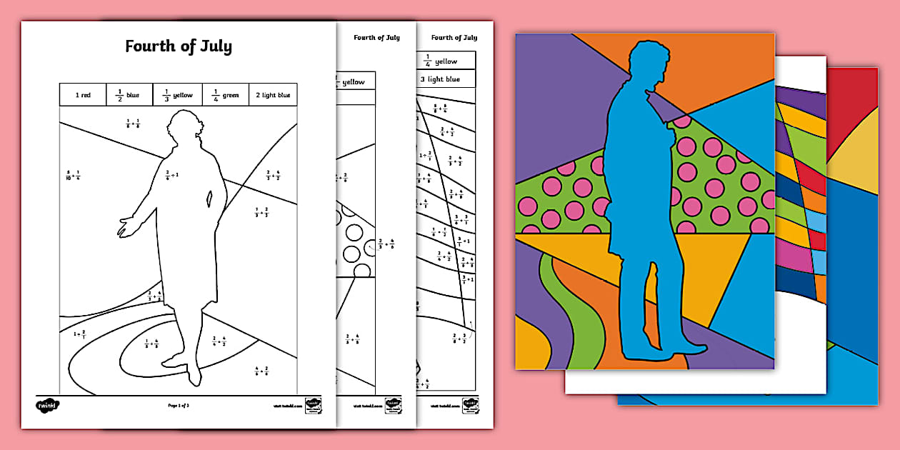 Sixth Grade Fourth of July Color by Number Math Activity
