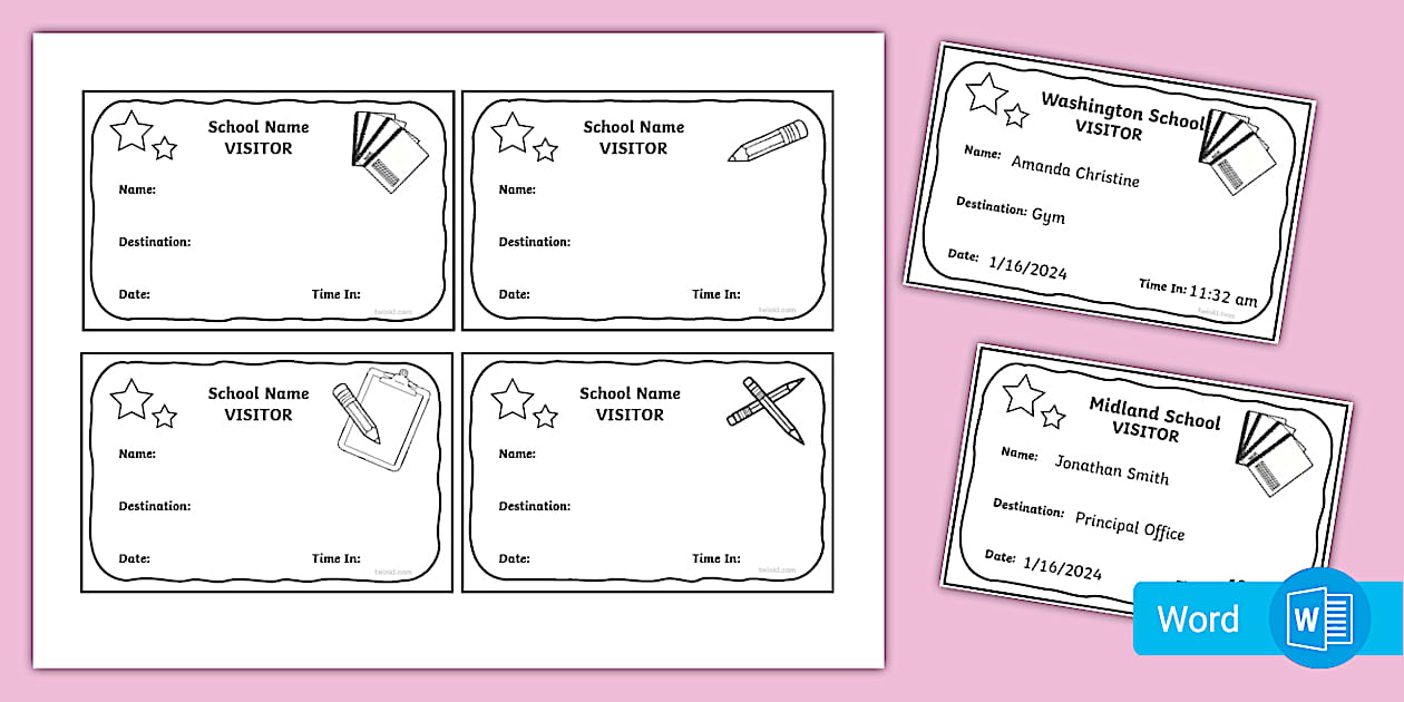 Editable Visitor ID Badge (teacher made) - Twinkl