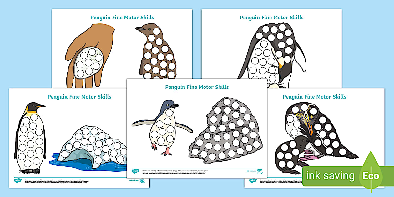 Penguin Button Placing Fine Motor Skills Activity | Twinkl