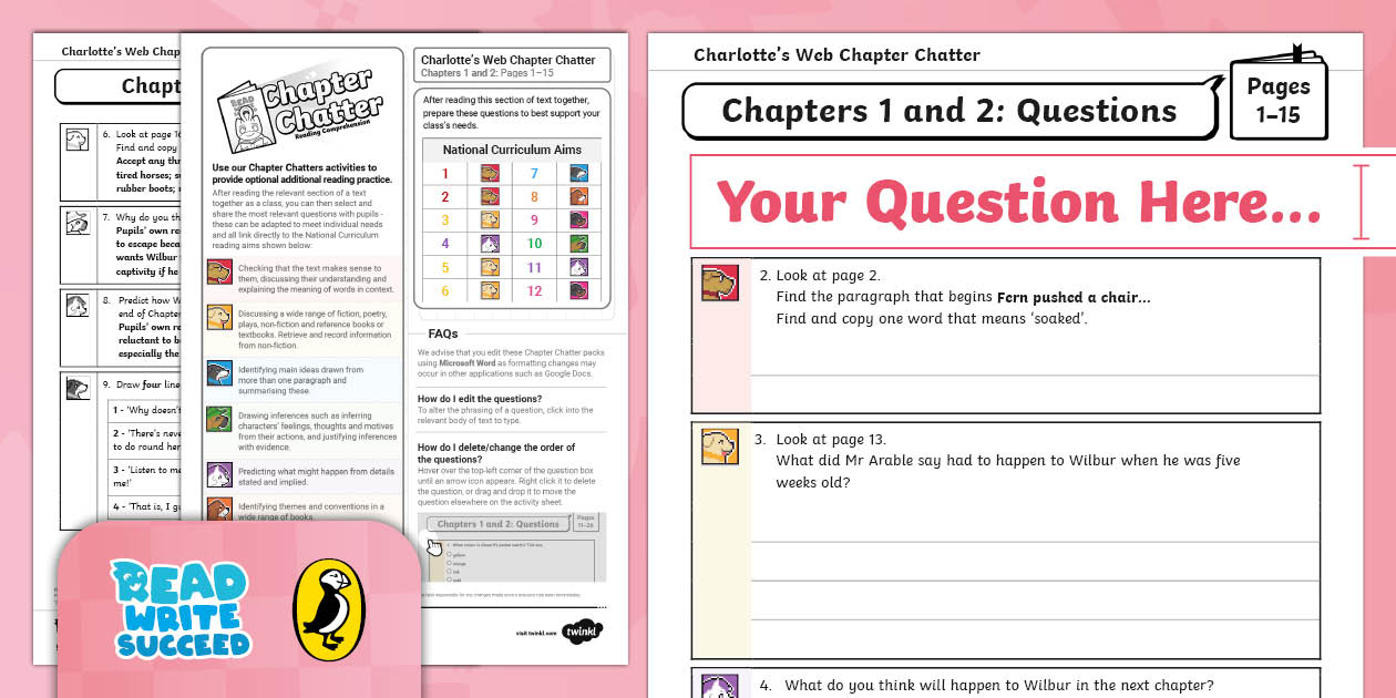 FREE! - Charlotte's Web Chapter Chatter Bumper Pack [LKS2]