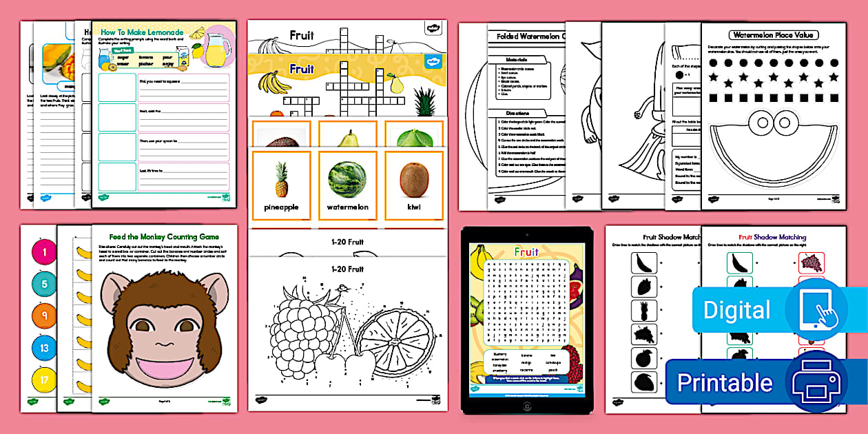Kindergarten Fruit Activity Pack