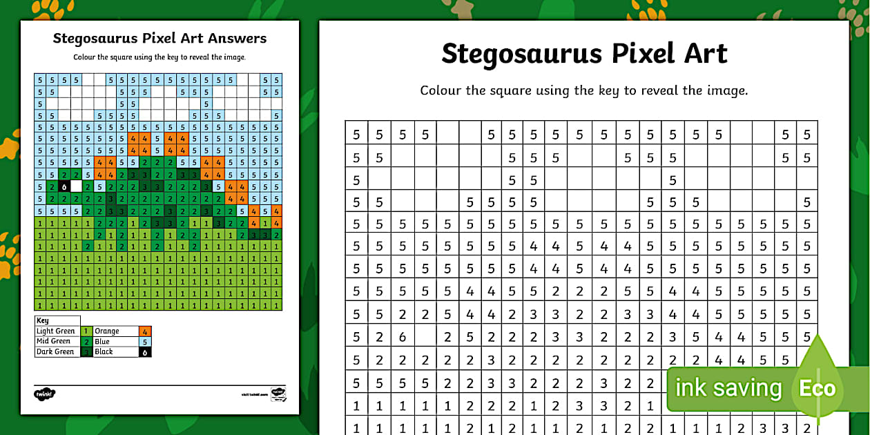 Stegosaurus Pixel Art Template | Twinkl | Dinosaurs | KS1