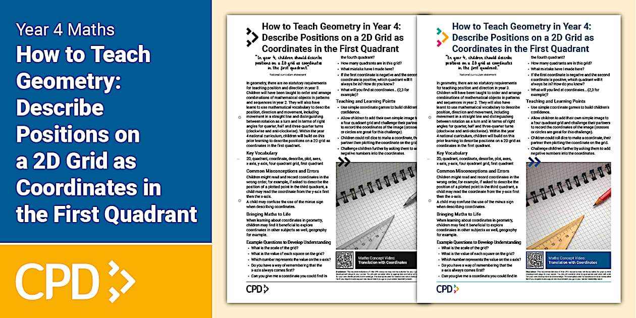 How to Teach Geometry in Year 4: Describe Positions on a 2D Grid as