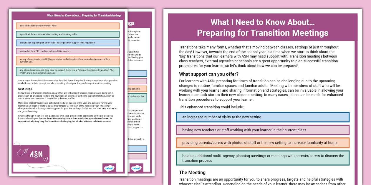 Transition Meetings Preparation Guide (Lehrer gemacht)