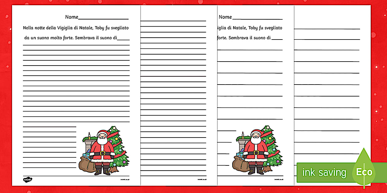 Modello Tema sul Natale Scuola Primaria