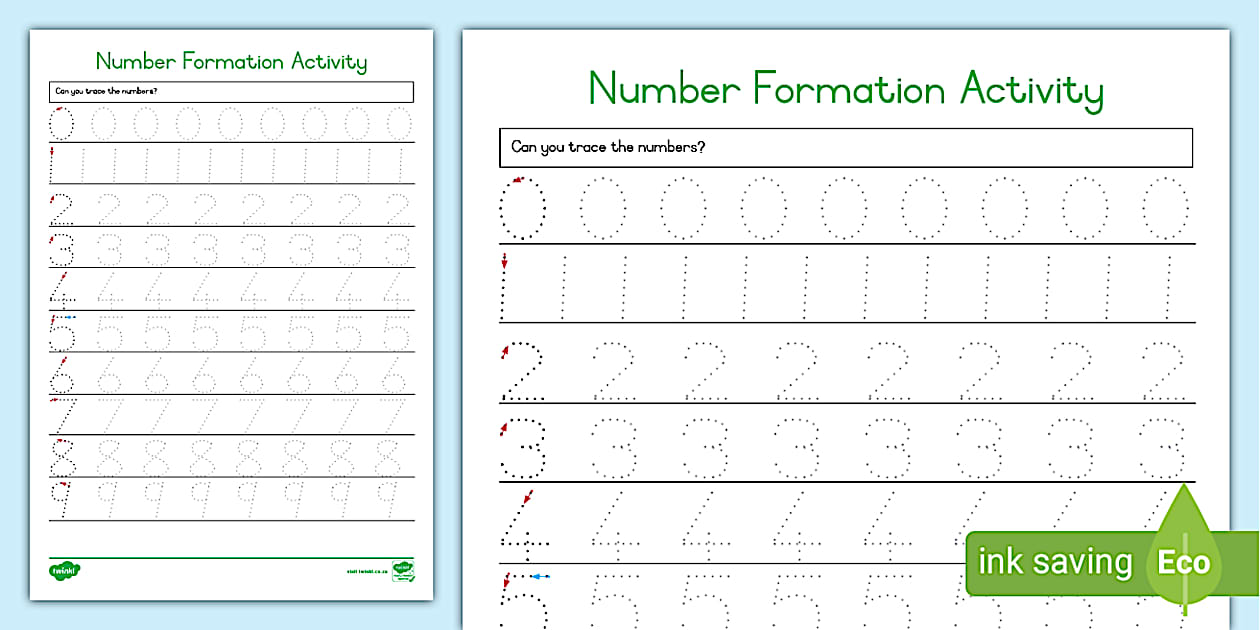 Number Tracing | Number formation 0-9 Activity - Twinkl