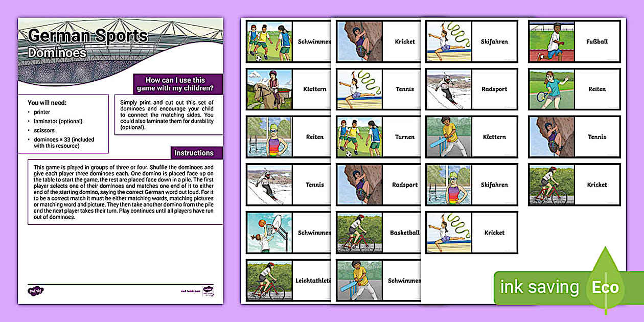 👉 German: Domino Game - Sports KS2