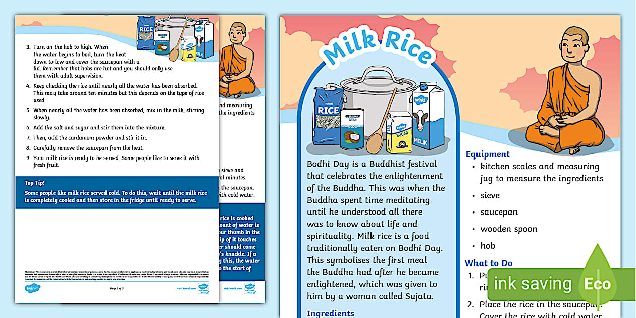 Milk rice recipe to celebrate Bodhi Day