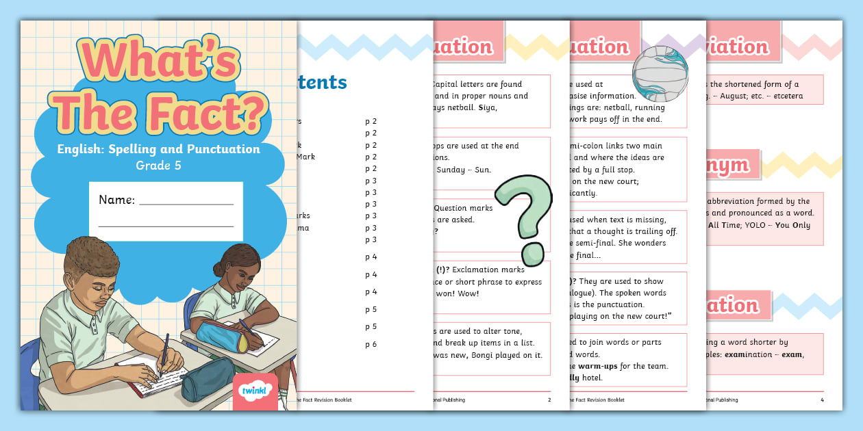 Grade 5 English Exam Revision Booklet (teacher made)