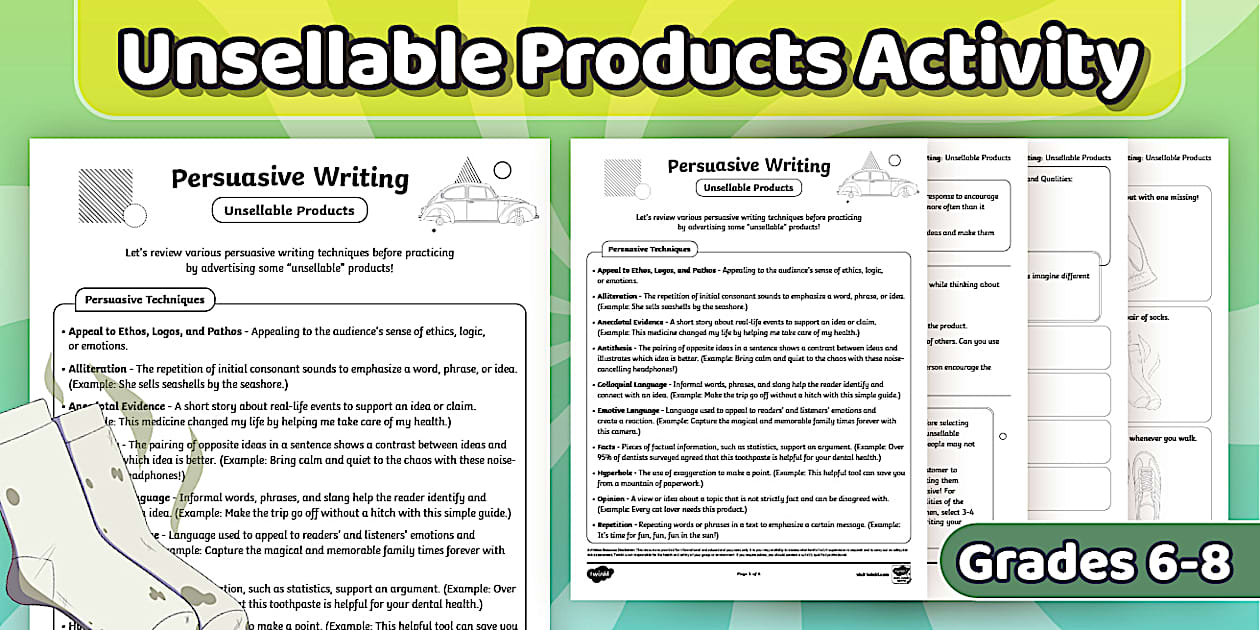 After-Testing Unsellable Products Activity for 6th-8th Grade