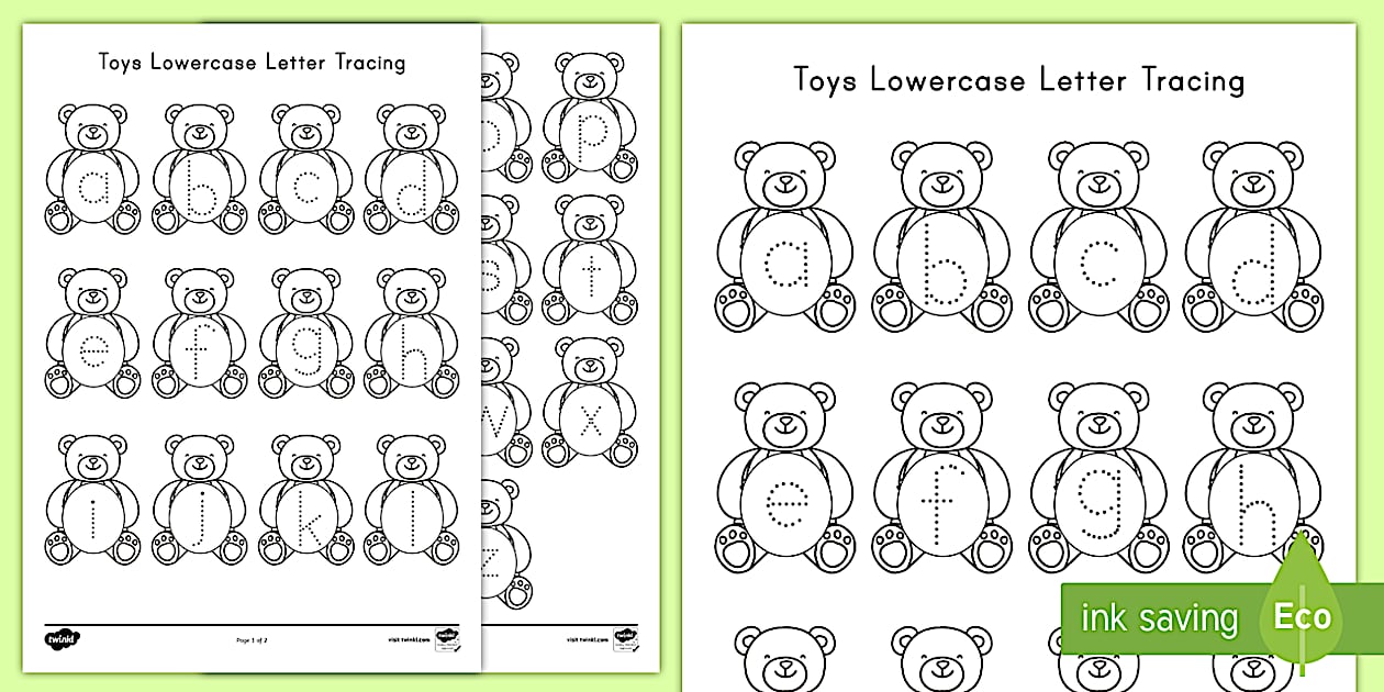 Toys Lowercase Letter Tracing Worksheet / Worksheet - Twinkl