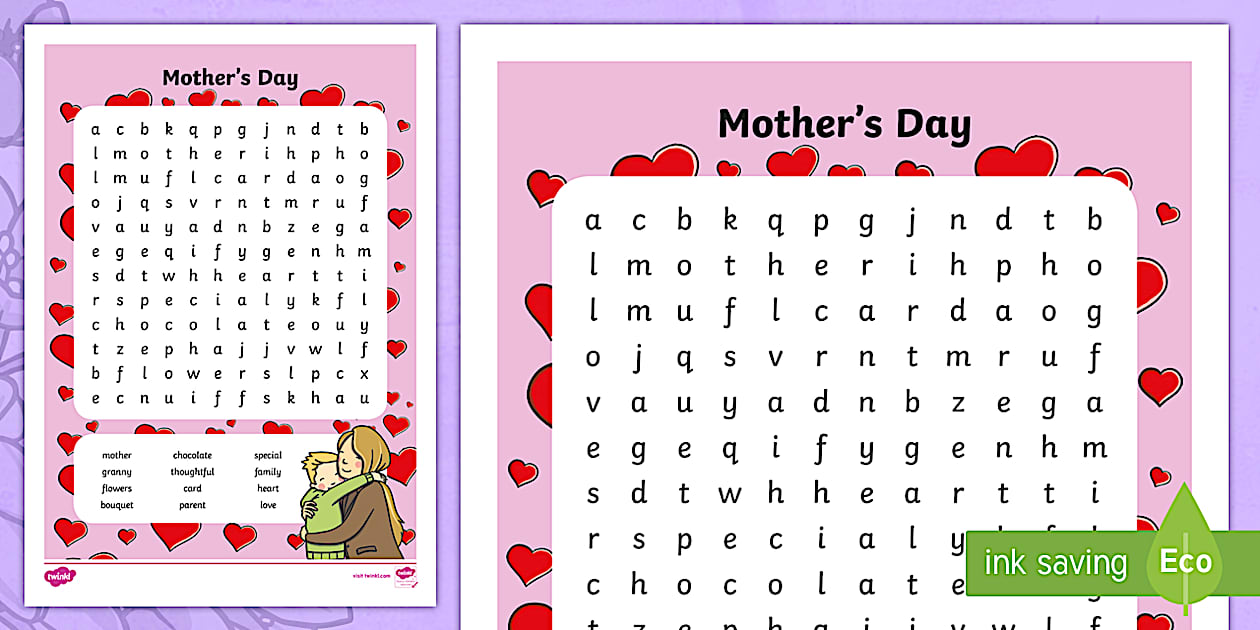 SA Mother's Day Word Search (professor feito) - Twinkl