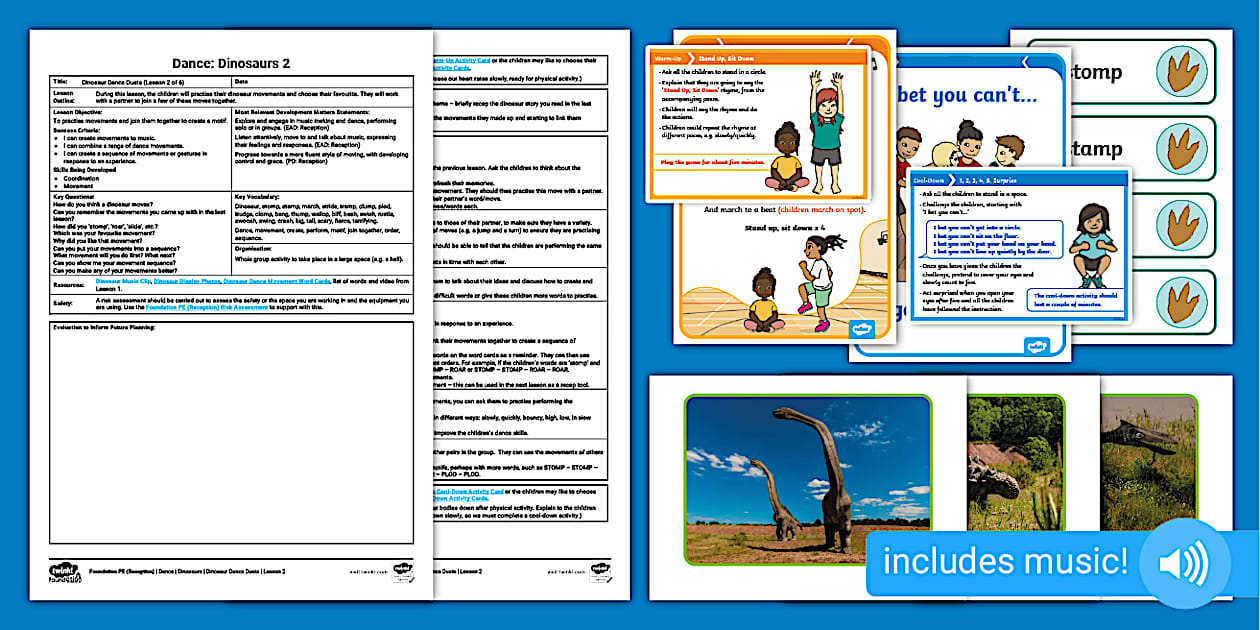 EYFS PE Dance Dinosaurs Lesson 2: Dinosaur Dance Duets