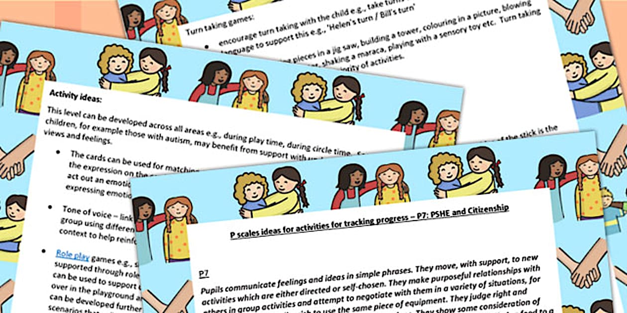 Black and White P Scales Ideas for Activities for Tracking Progress P7 PSHE