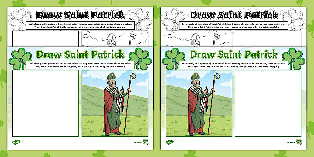 Draw Saint Patrick Worksheet (l'enseignant a fait) - Twinkl